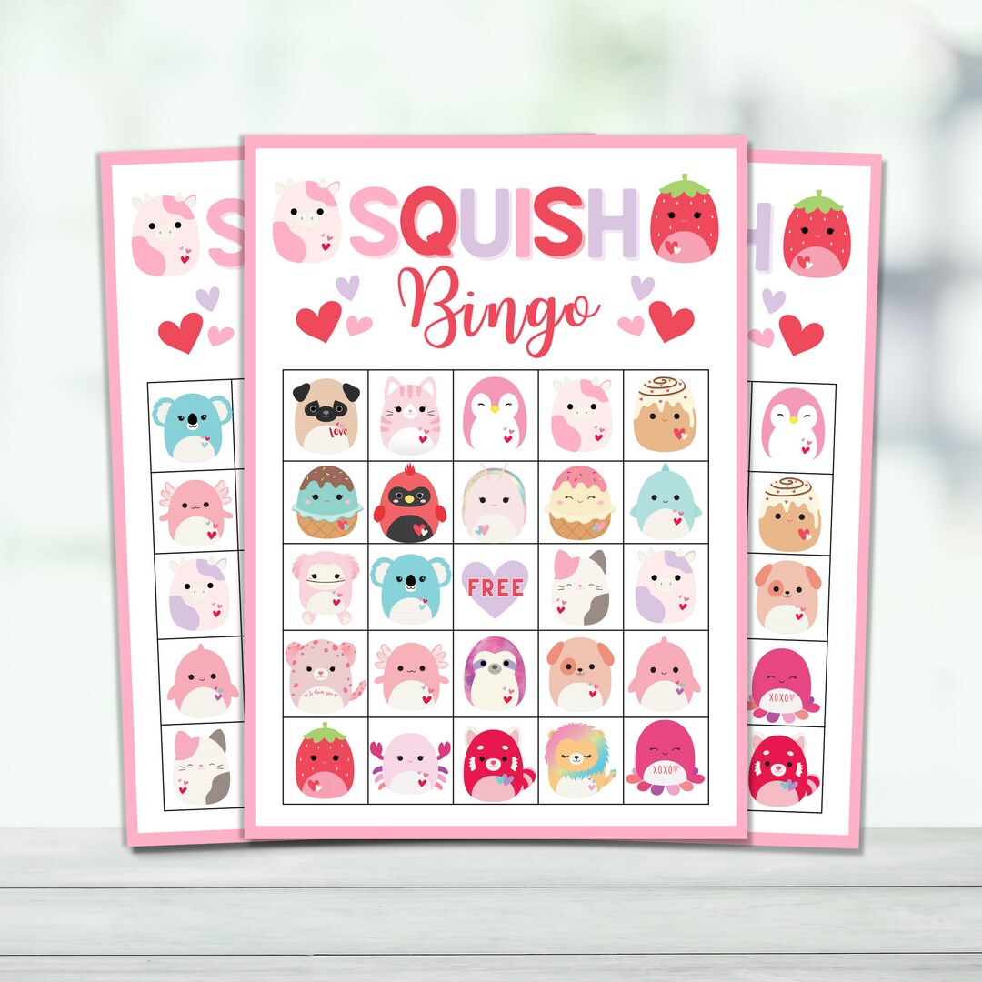 Kids Bingo - Printable - Instant Download - Squish Bingo - Valentine ...