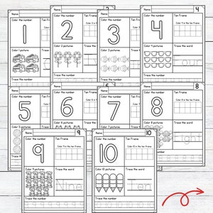 Number Worksheets - Printable - Kindergarten - Numbers to 10 - Math ...