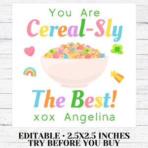Cereal Gift Tag - Editable - Printable - Lucky Charms - Etsy