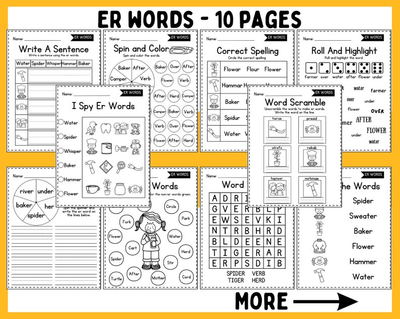 R Controlled Vowels Worksheets Bossy R Bundle - Etsy