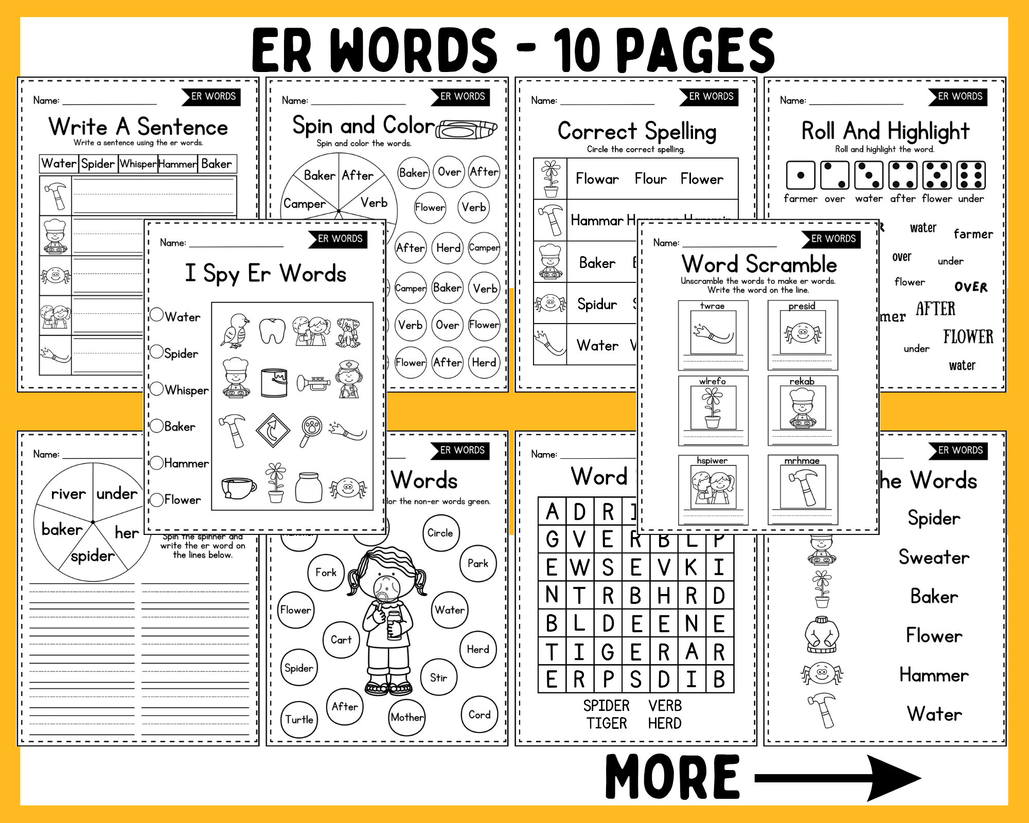 R Controlled Vowels - Worksheets - Bossy R - Bundle - Printable ...