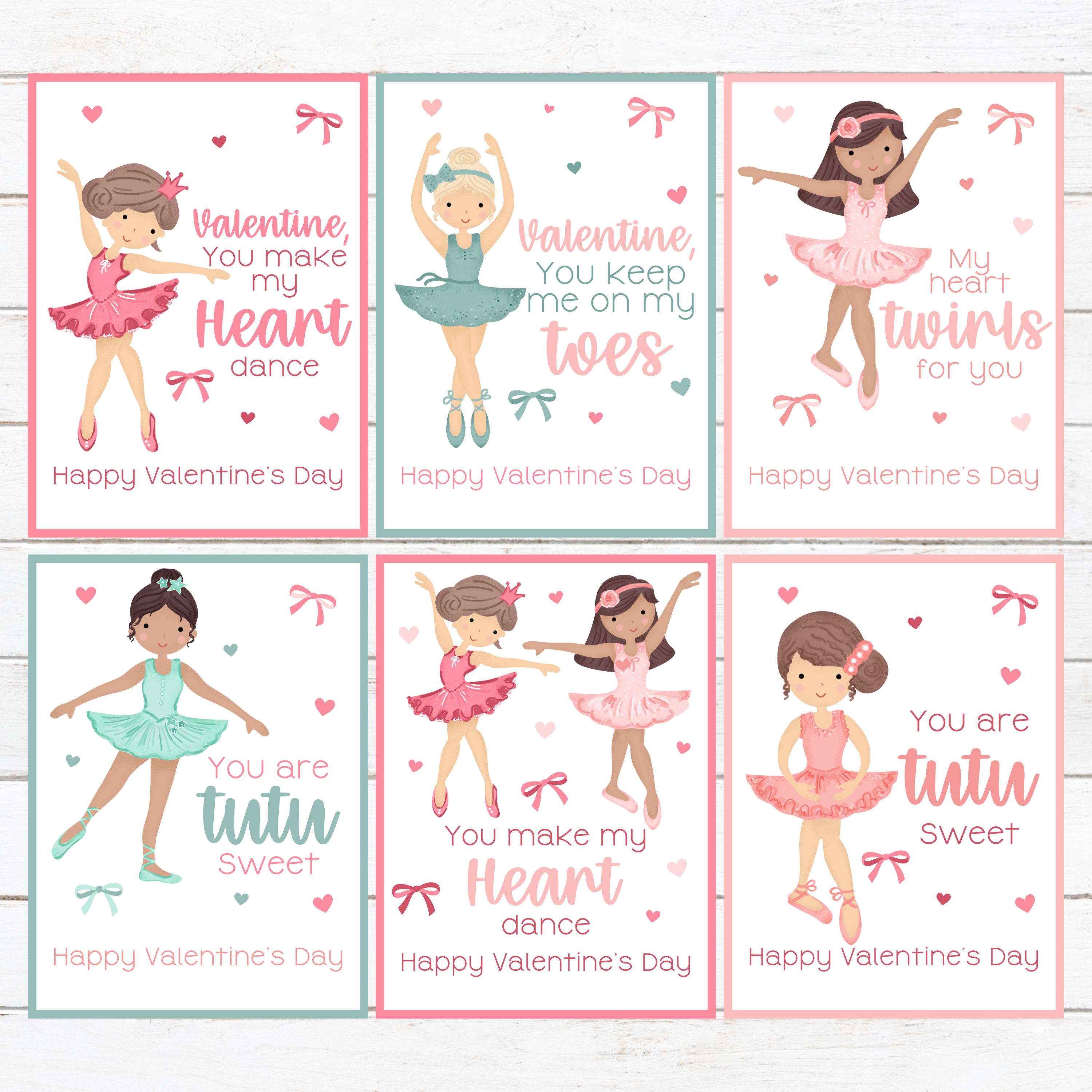 Ballerina Valentine Cards - Printable - Class Valentine Party ...