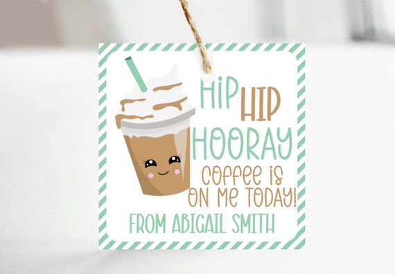 Coffee Gift Tag Editable Printable Appreciation Gift Tag | Etsy