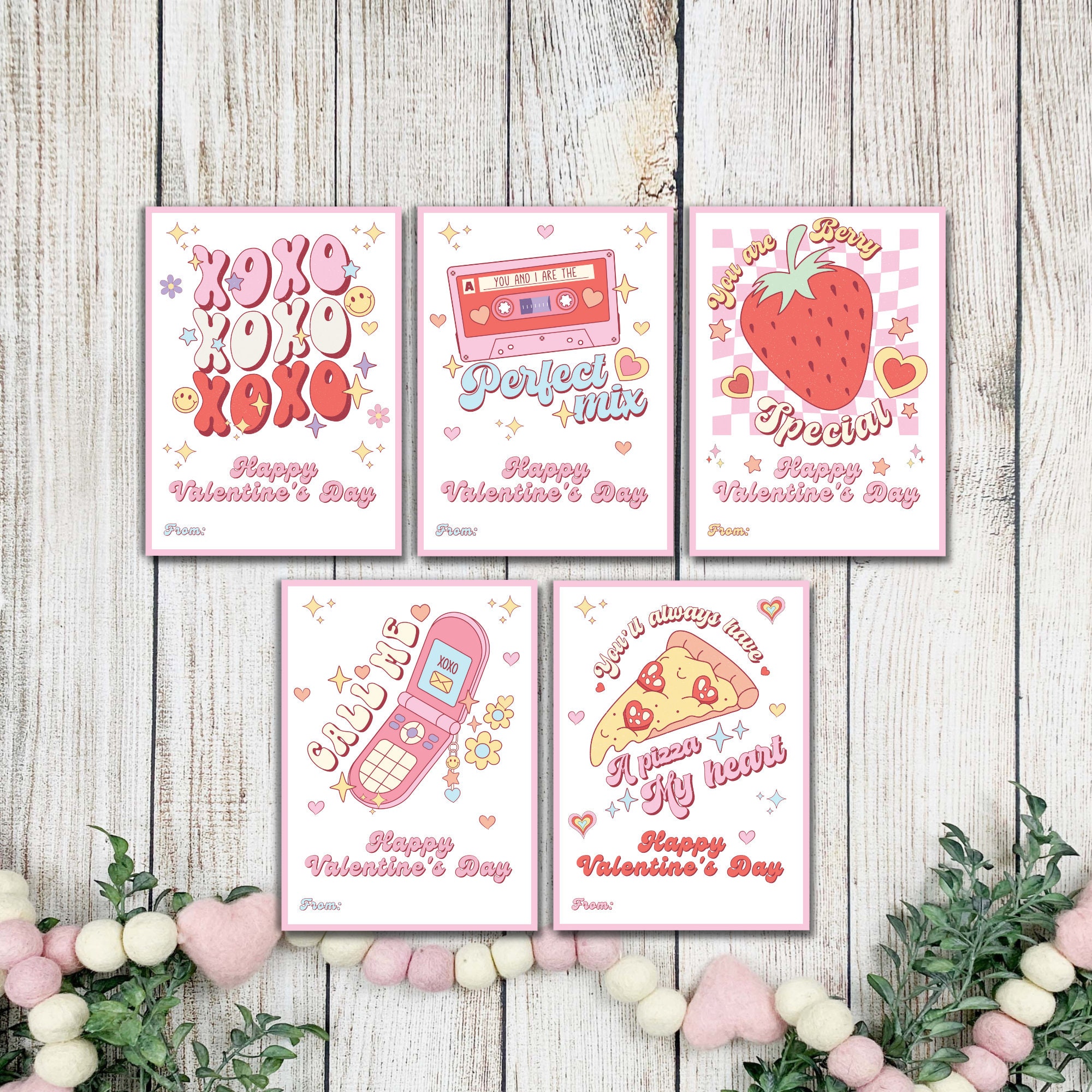 Retro Valentine Cards - Printable - Groovy - School Valentine - Class ...