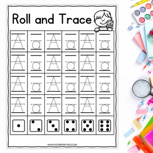 Roll and Trace - Worksheet - Alphabet - Printable - Dice Game ...