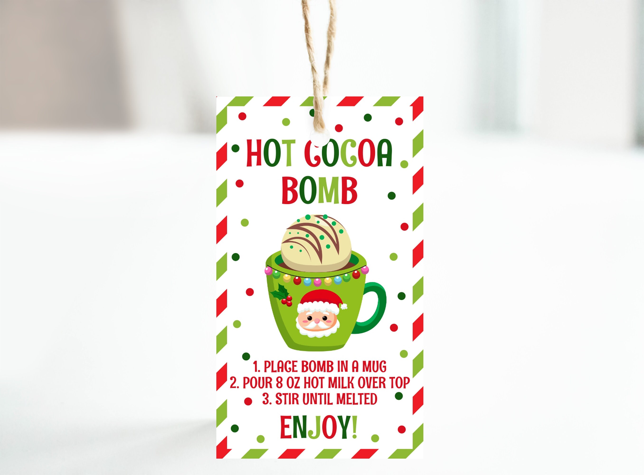 Hot Cocoa Bomb Tag - Printable - Gift Tag - Christmas Tag - Instant ...