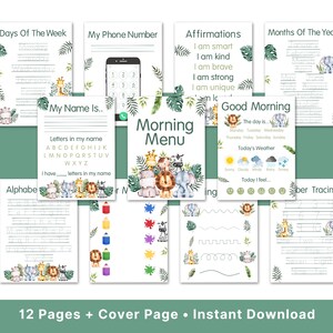 Preschool Morning Menu - Printable - Alphabet - Numbers - Affirmations ...