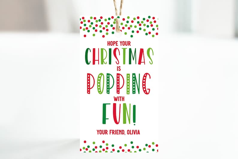 Popping Christmas Tag Editable Printable Digital - Etsy