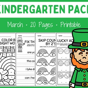 Kindergarten Pack - Math - Literacy - Printable - March - St. Patrick's ...