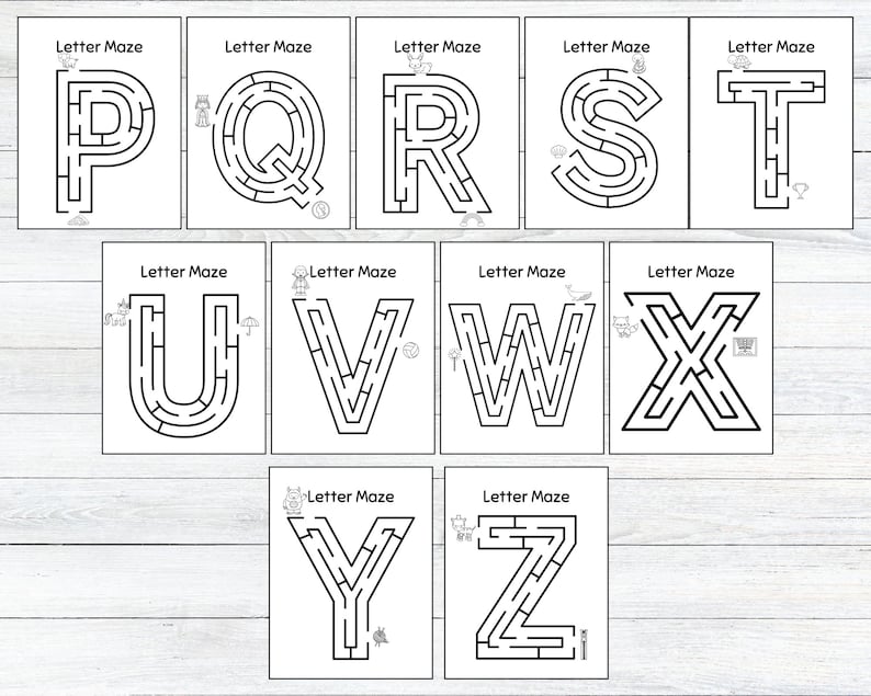 Alphabet Maze - Worksheets - Printable - Instant Download - Etsy