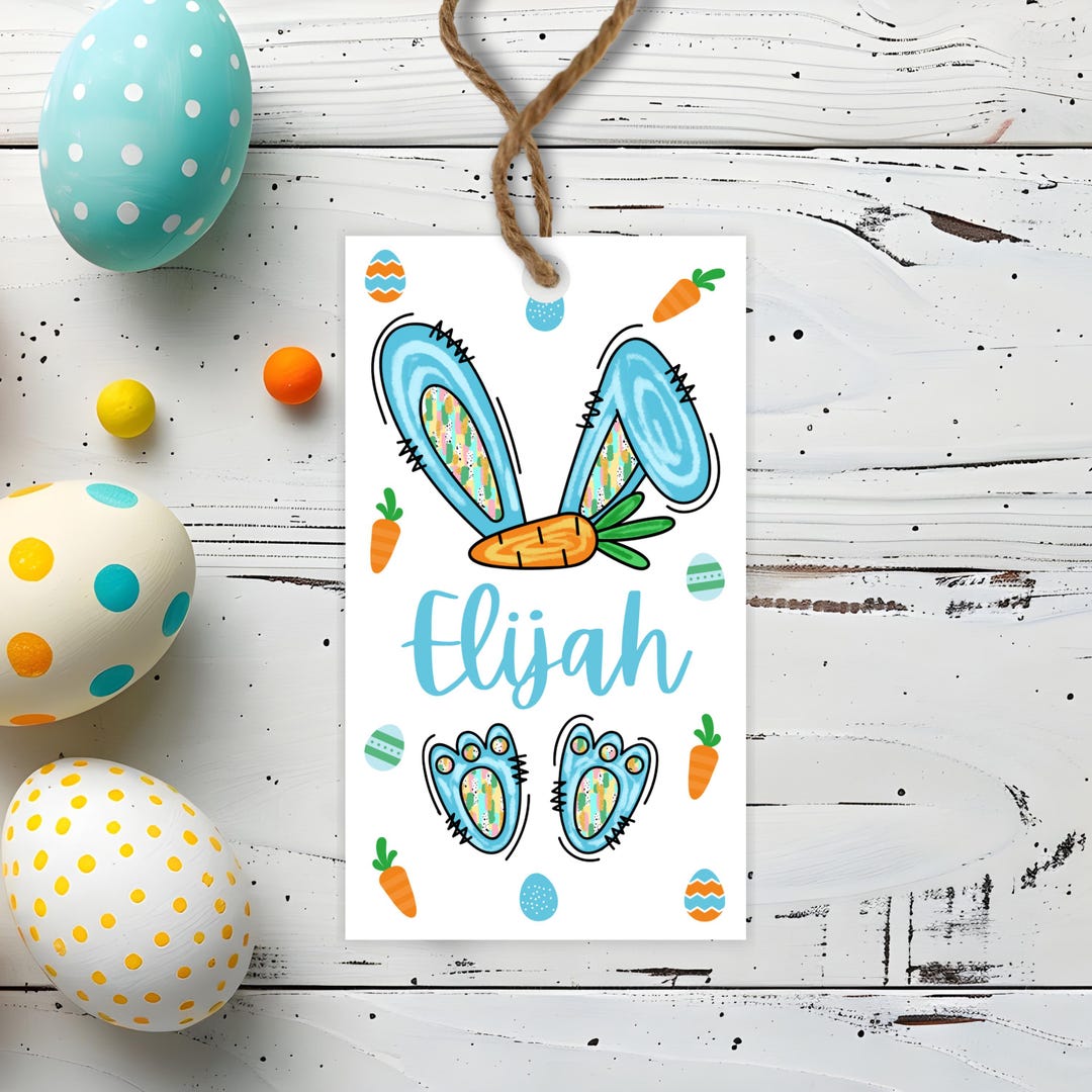Easter Bunny Tags - Editable - Printable - Blue Easter Gift Tags ...
