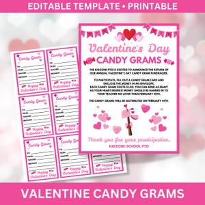 Valentine Candy Grams - Editable - Printable - PTO Fundraiser - Canva ...