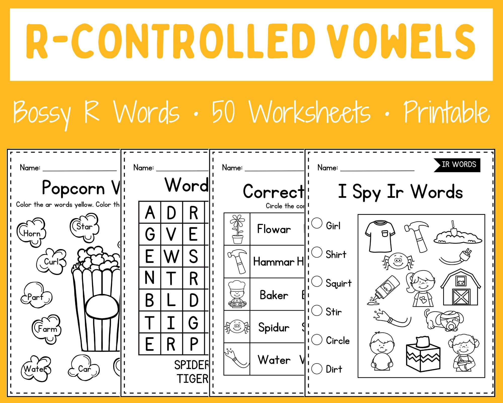 R Controlled Vowels Worksheet FREE R Controlled Vowels Worksheets