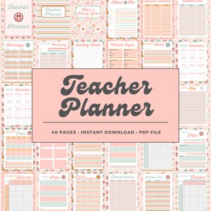 Teacher Planner - Printable - Groovy - Retro - Smile - Lesson Plan ...