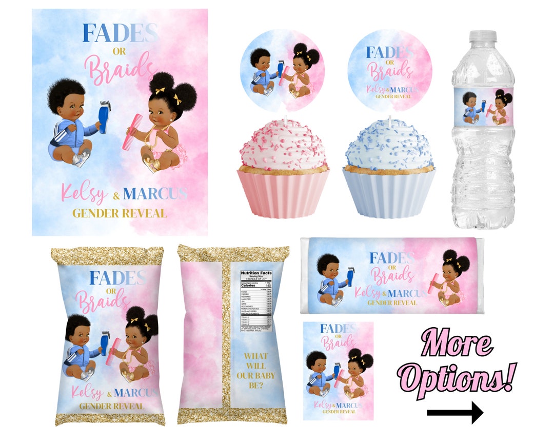 Fades or Braids - Editable - Bundle - Gender Reveal - Printable - Chip ...