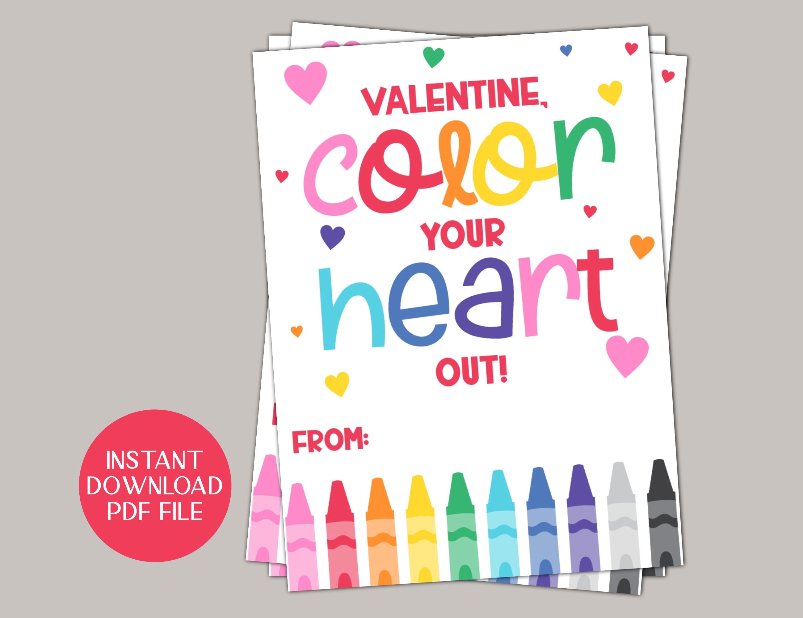 Valentine Card - Printable - Kid's Valentine Cards - Instant Downlad ...