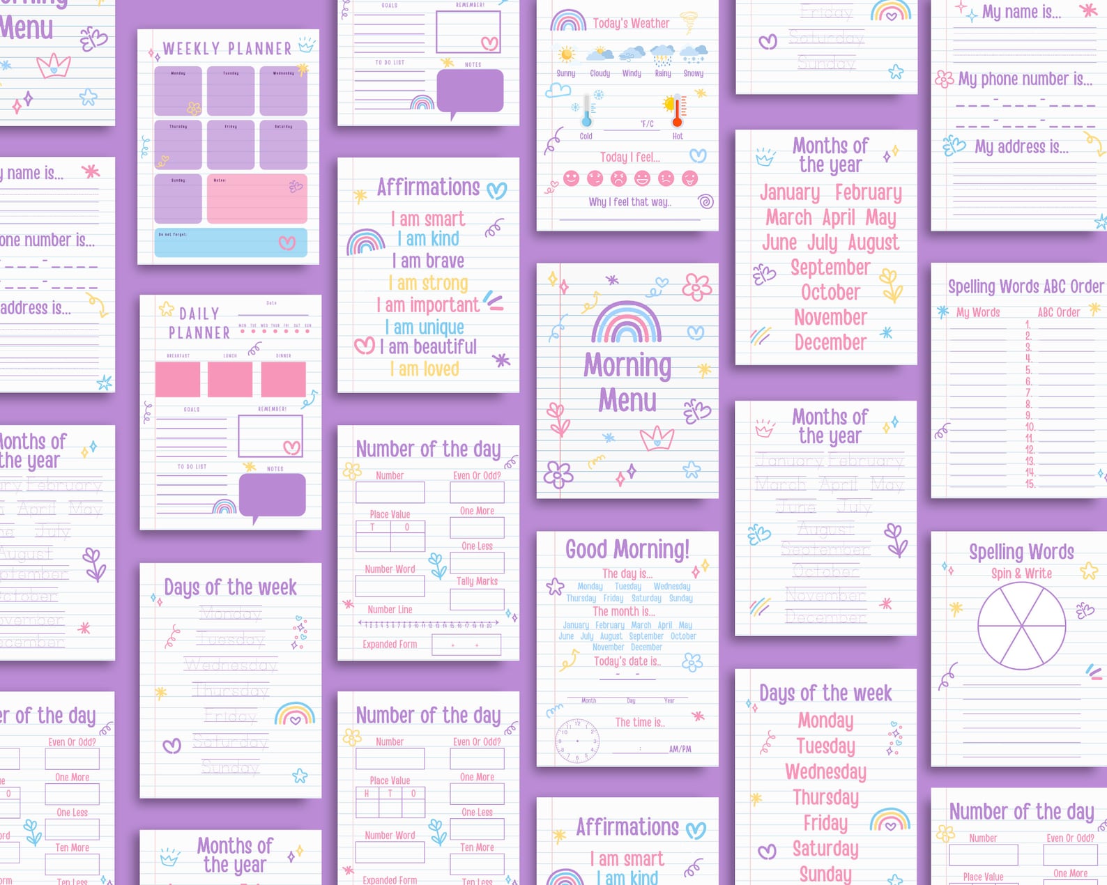 Elementary Morning Menu - Printable - Homeschool - First Grade - Second ...