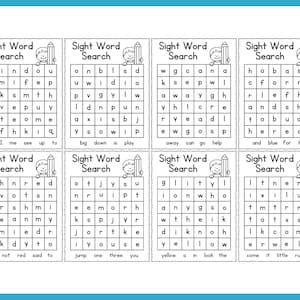 Word Search - Sight Words - Printable - Worksheets - Pre-k ...