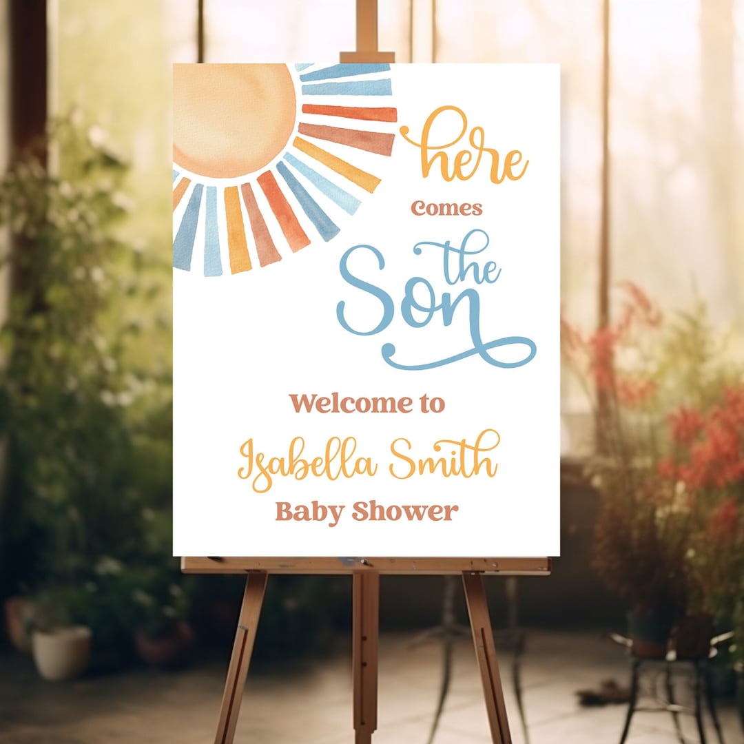 Sun Welcome Sign - Editable - Printable - Boho - Retro - Here Comes the ...