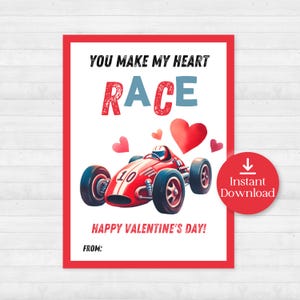 Race Car Valentine Cards - Printable - Boys Valentines - Class ...