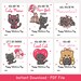 Cat Valentine Cards - Printable - Kids Valentines - School Valentine ...