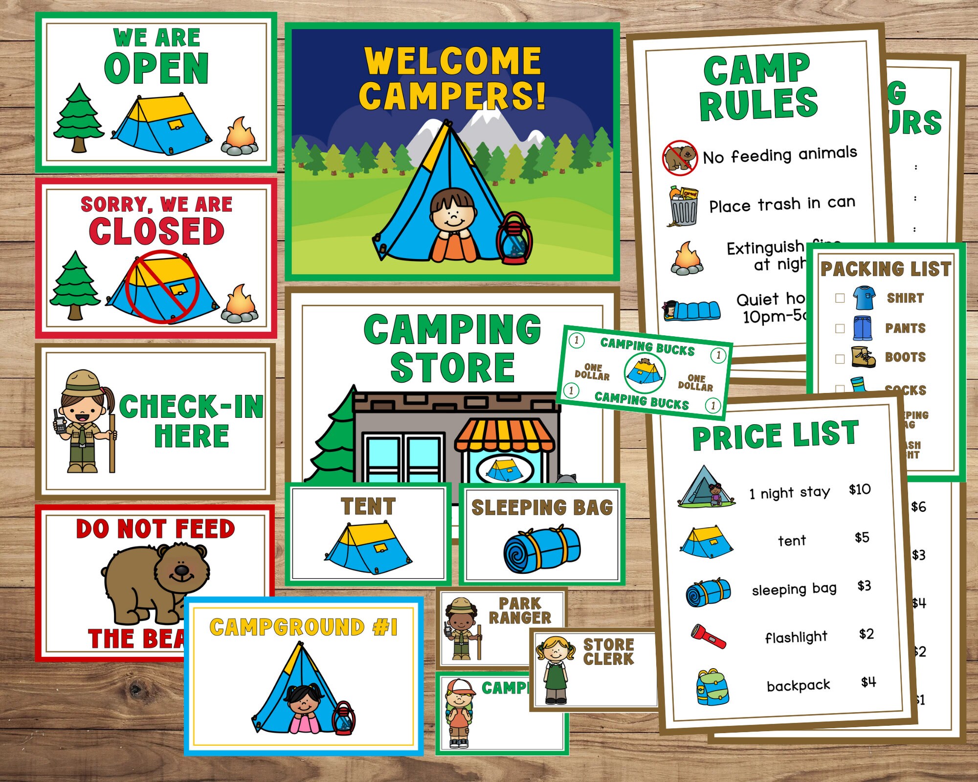 Dramatic Play - Printables - Camping - Pretend Play - Instant Download ...