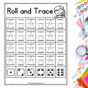 Roll and Trace - Worksheet - Alphabet - Printable - Dice Game ...