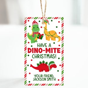Kids Gift Tag - Editable - Printable - Dinosaur Tag - Holiday Gift Tag ...