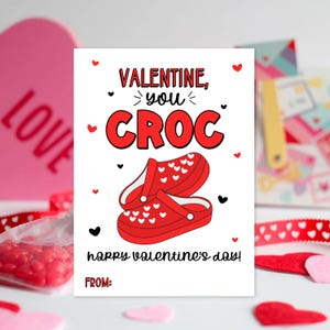 Printable Valentine Cards You Croc Instant Download School Valentine ...