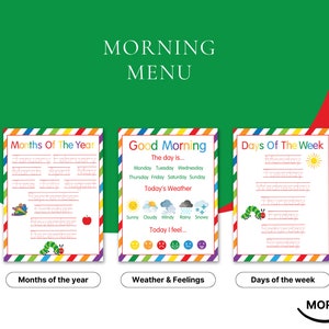 Morning Menu - Preschool - Printable - Kindergarten - Instant Download ...
