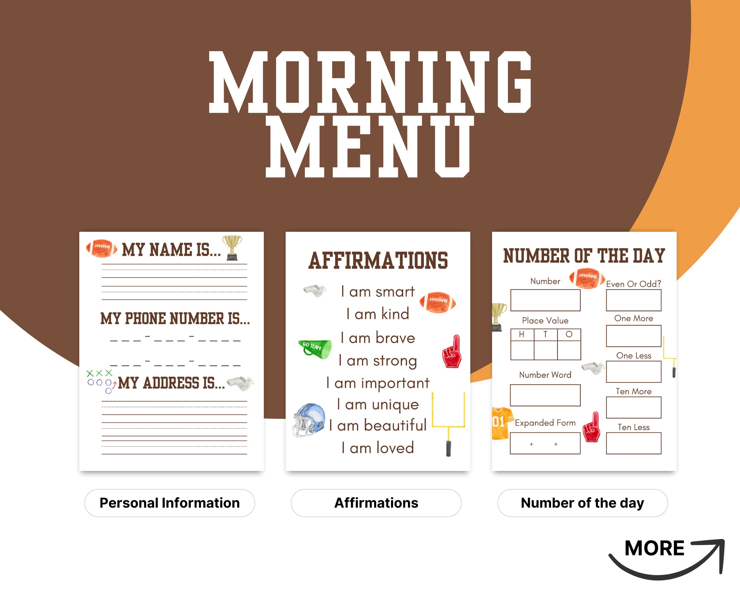 Elementary Morning Menu - Printable - Homeschool - First Grade - Second ...