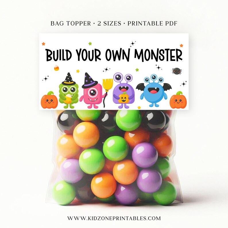Halloween Bag Topper - Printable - Build Your Own Monster - Instant ...