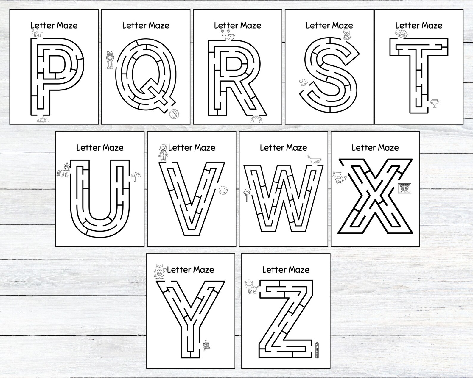 Alphabet Maze Worksheets Printable Instant Download - Etsy