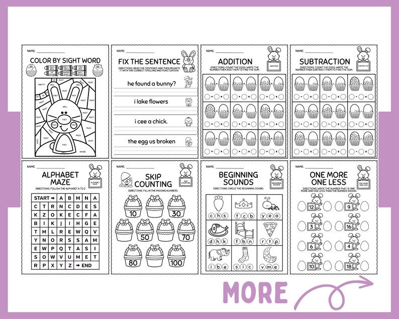 Easter Printables - Kindergarten - Math - Letters - Instant Download ...