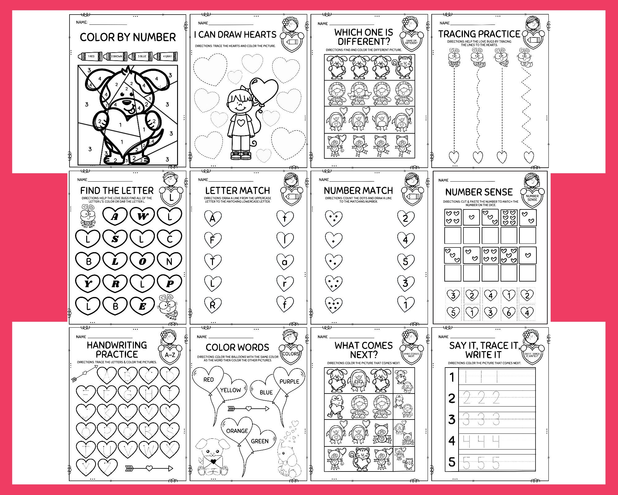 Preschool Pack - Printable - February - Math - Letters - Instant ...