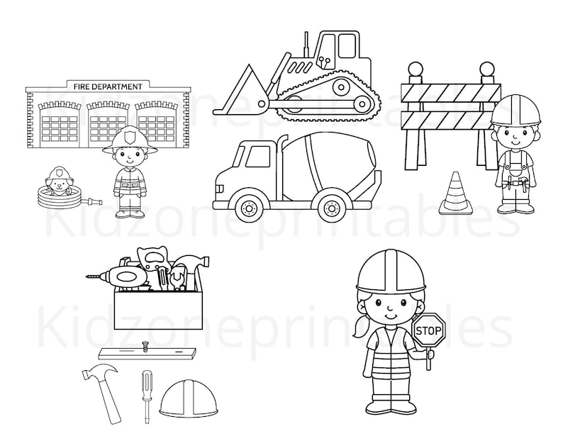 Community Helpers Coloring Pages Printable Instant - Etsy