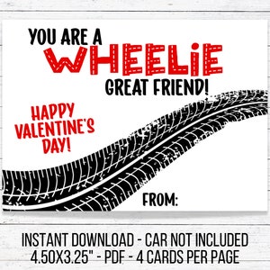 Wheelie Valentine Card - Car Valentine Card - Printable - Instant ...