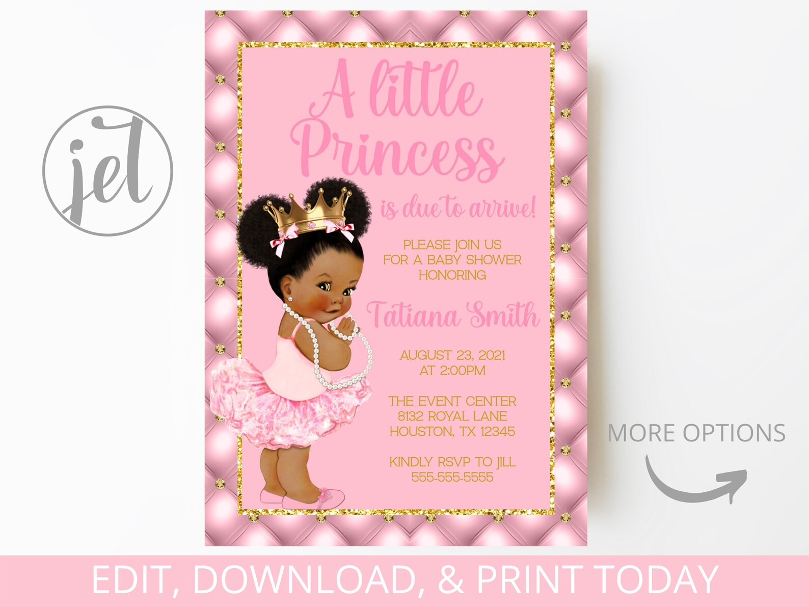 Editable Invitation Baby Shower Princess Printable - Etsy