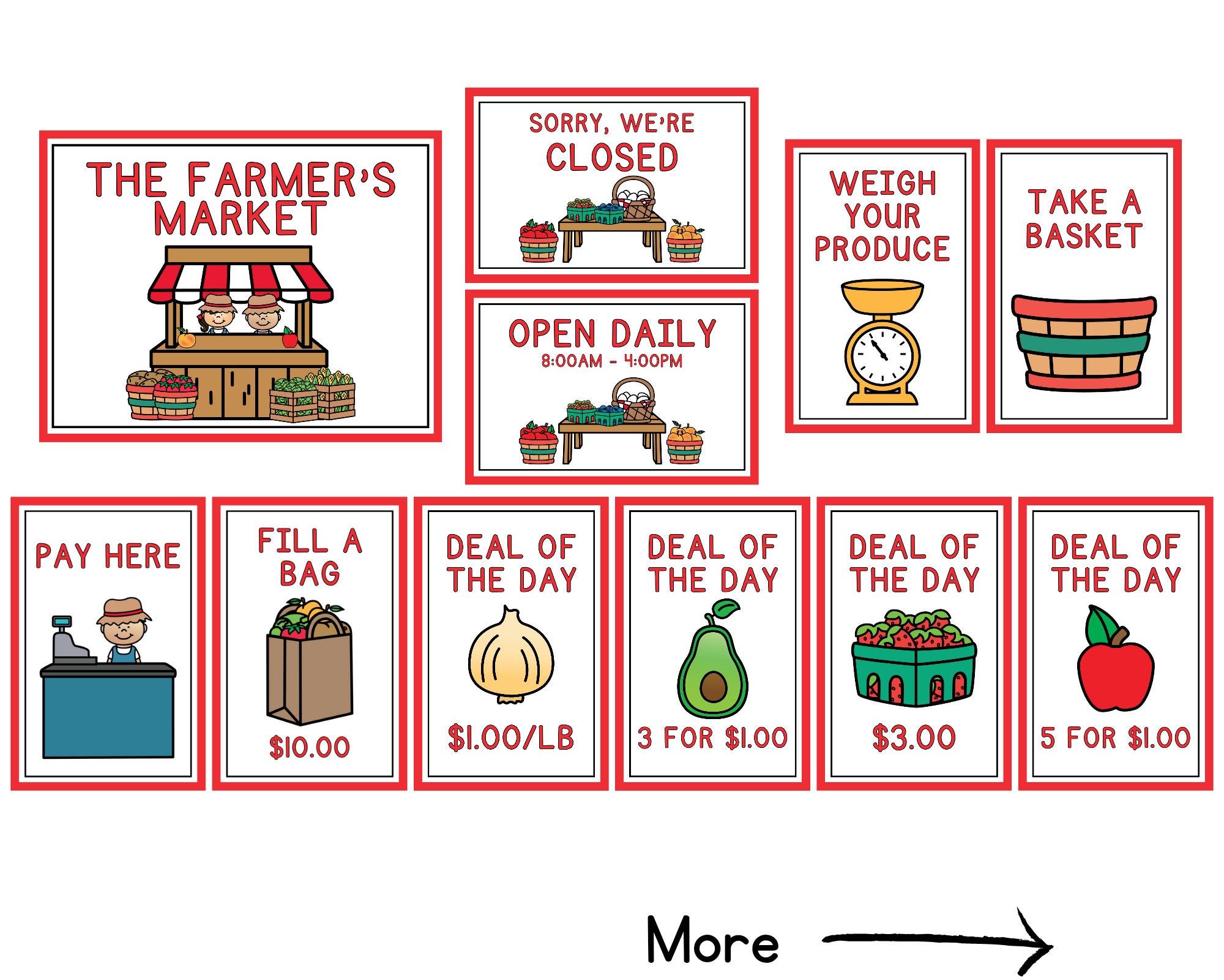 Dramatic Play - Printables - Farmer's Market - Pretend Play - Instant ...