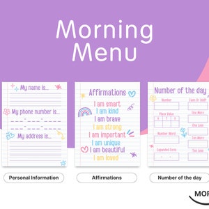 Elementary Morning Menu - Printable - Homeschool - First Grade - Second ...
