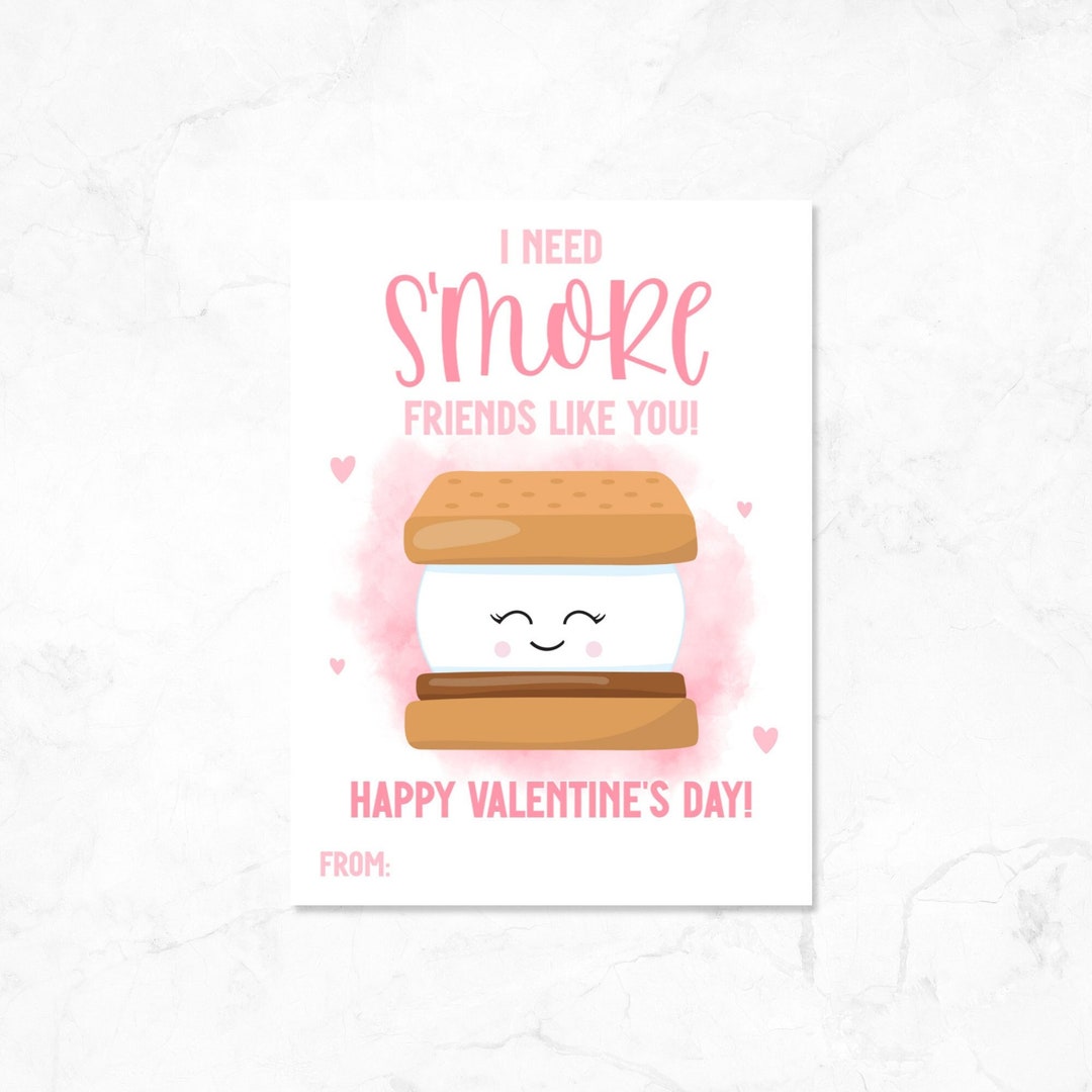 Printable S'mores Valentine - Kids Valentine Card - Instant Download ...