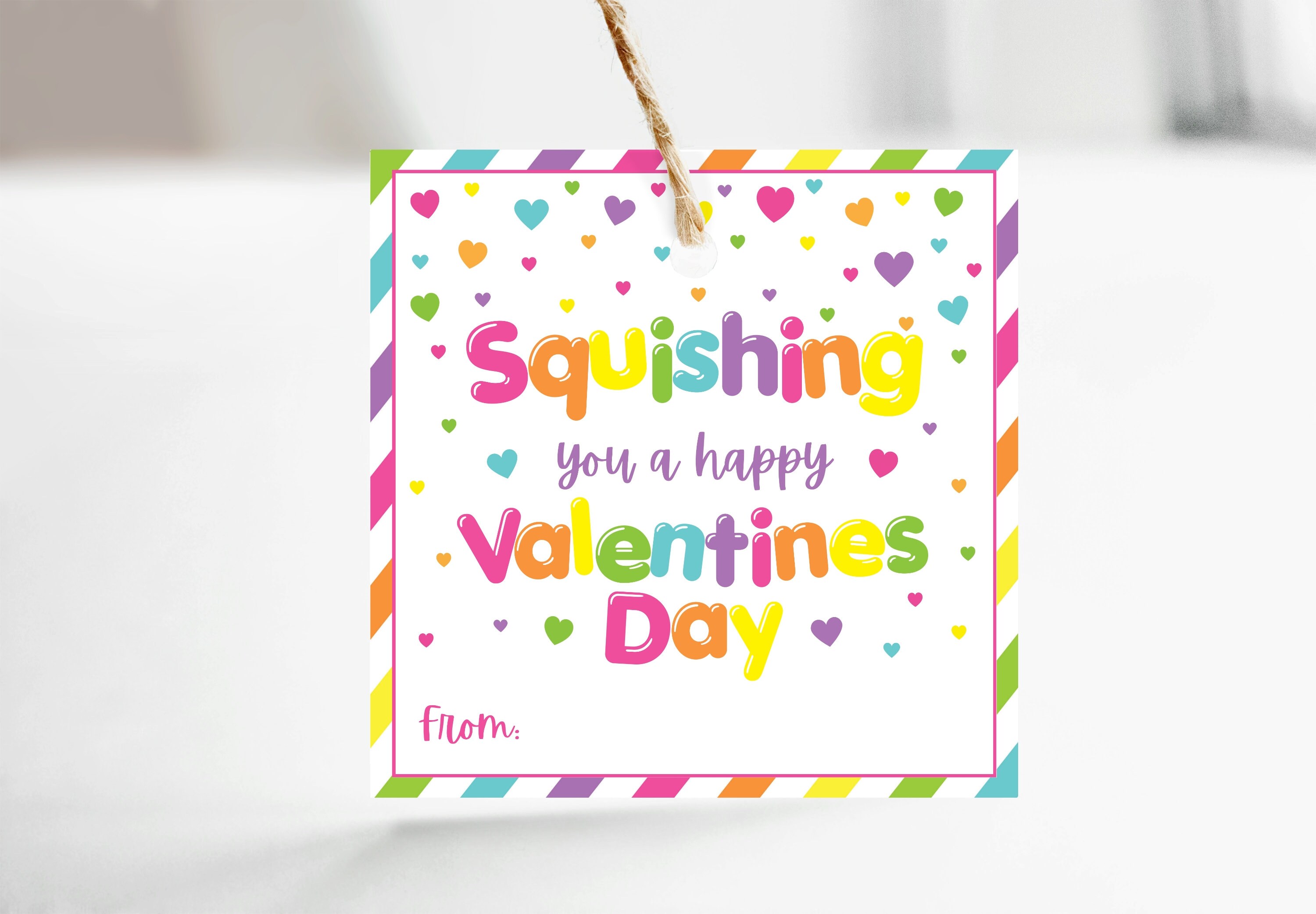 Squishy Valentine Tag - Printable - Instant Download - Kids Valentines ...
