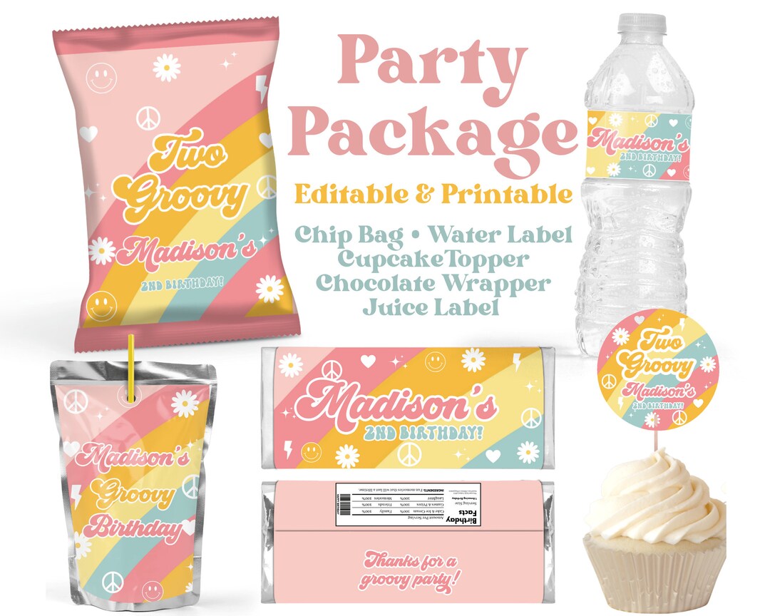 Retro Birthday Party - Package - Bundle - Editable - Printable - Any ...