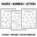Printable Worksheets Shapes Alphabet Numbers Kindergarten Preschool ...