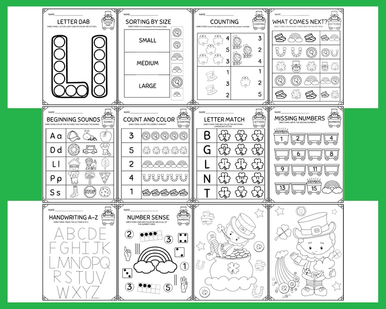 Preschool Pack - Printable - March - Math - Letters - Instant Download ...