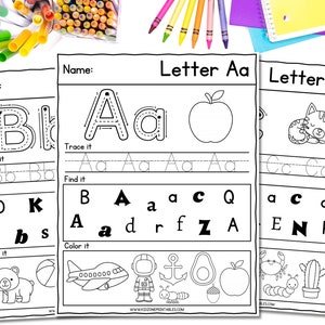 Alphabet Worksheets - Printable - Instant Download - Prek ...