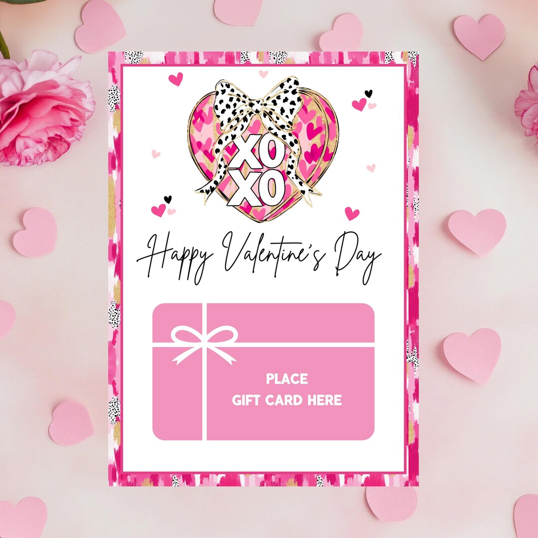 Valentine Gift Card Holder Printable Bow Valentines Happy Valentine's ...
