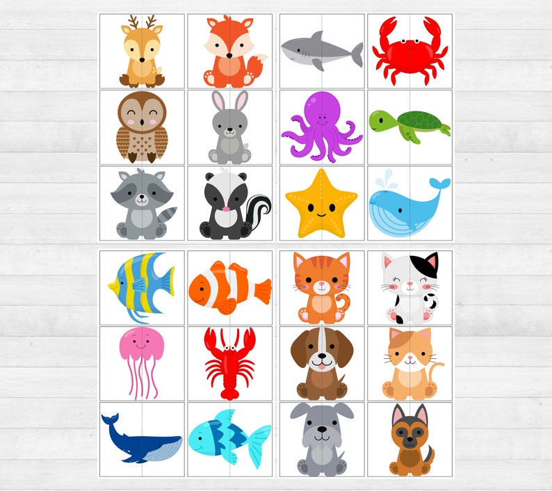 Animal Matching - Puzzles - Printable - Homeschool - Teacher Resources ...