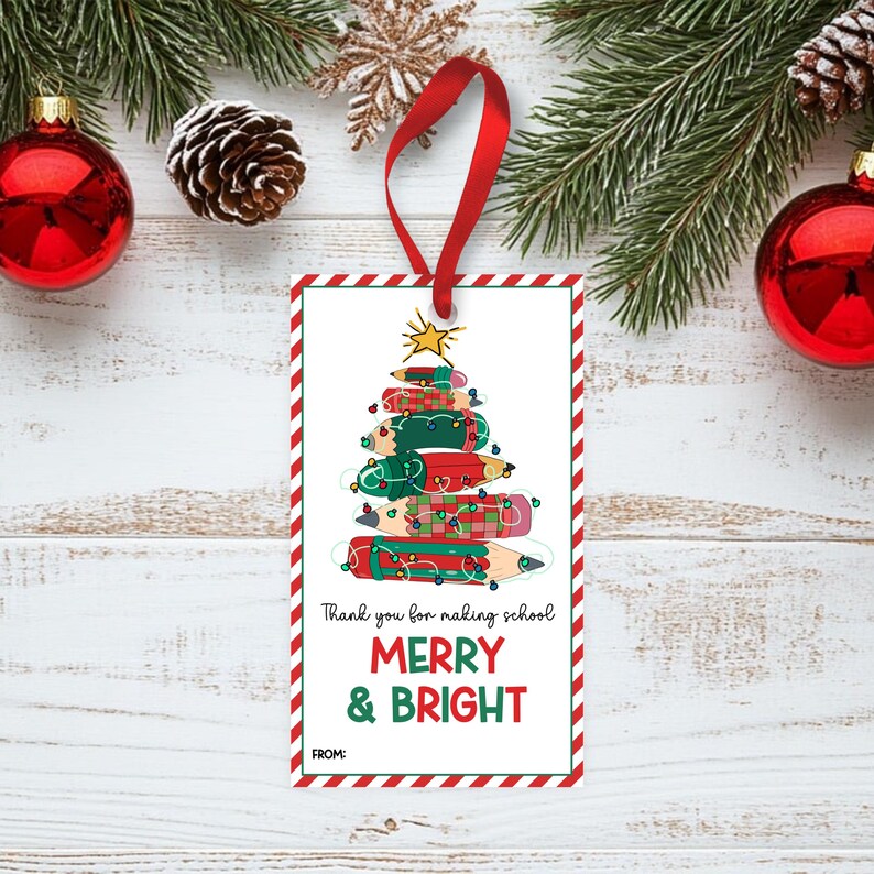 Merry and Bright Gift Tags - Christmas Class Tags - Holiday Favor Tags ...