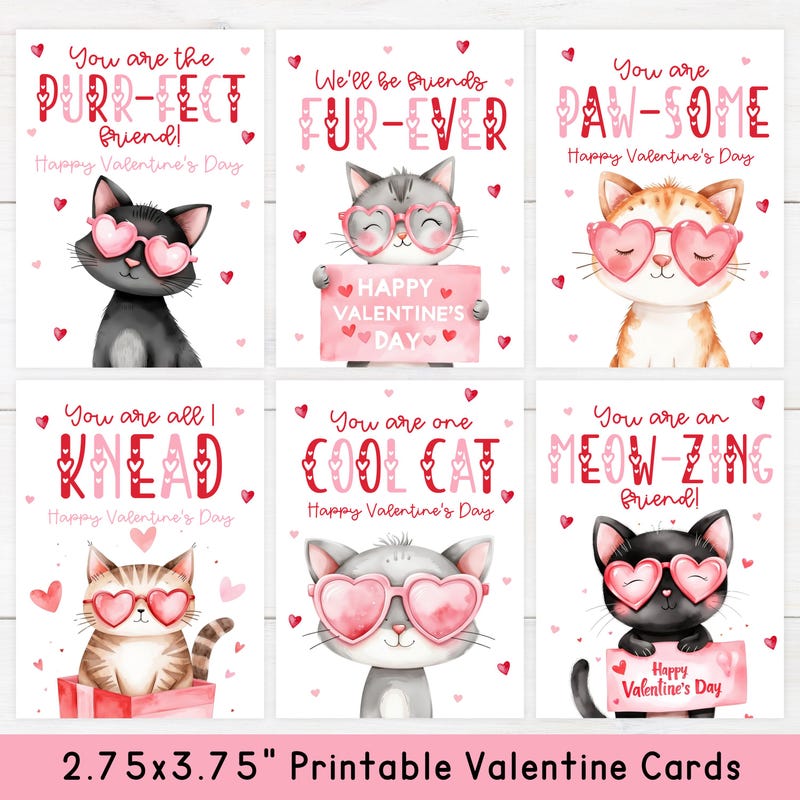 Cat Valentine Card - Etsy